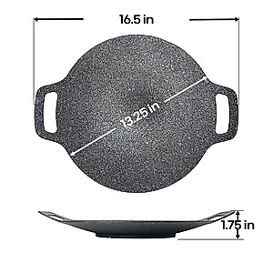 Saltlas Korean style BBQ Grill Pan for Stove Top, Camping Stove and IH Stove, 13"- Round Griddle with 6 Layers, Non-stick Coating frying Pan