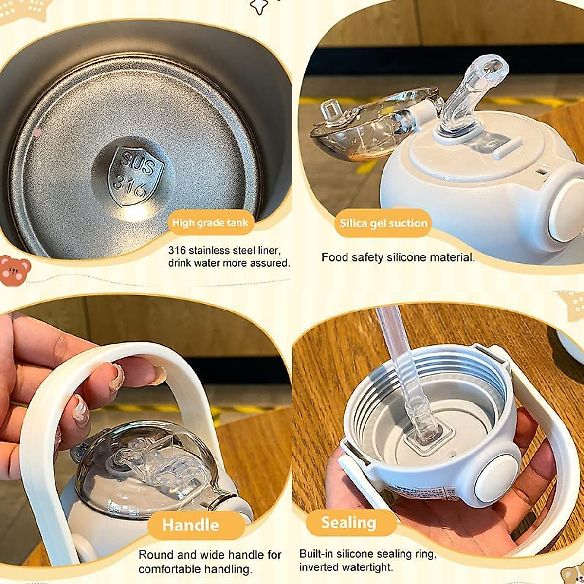 Stainless Steel Water Bottles for School BPA Free Insulated Water Bottle with Straw And Lid (Pink)