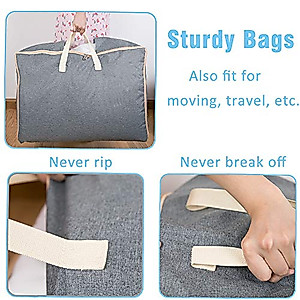 Qozary Large Storage Bags for Comforters, Blankets, Clothes, Quilts and Towels, Better and Sturdy Organizer Bag, Under Bed Storage, Great for Closets, Bedrooms (Gray)