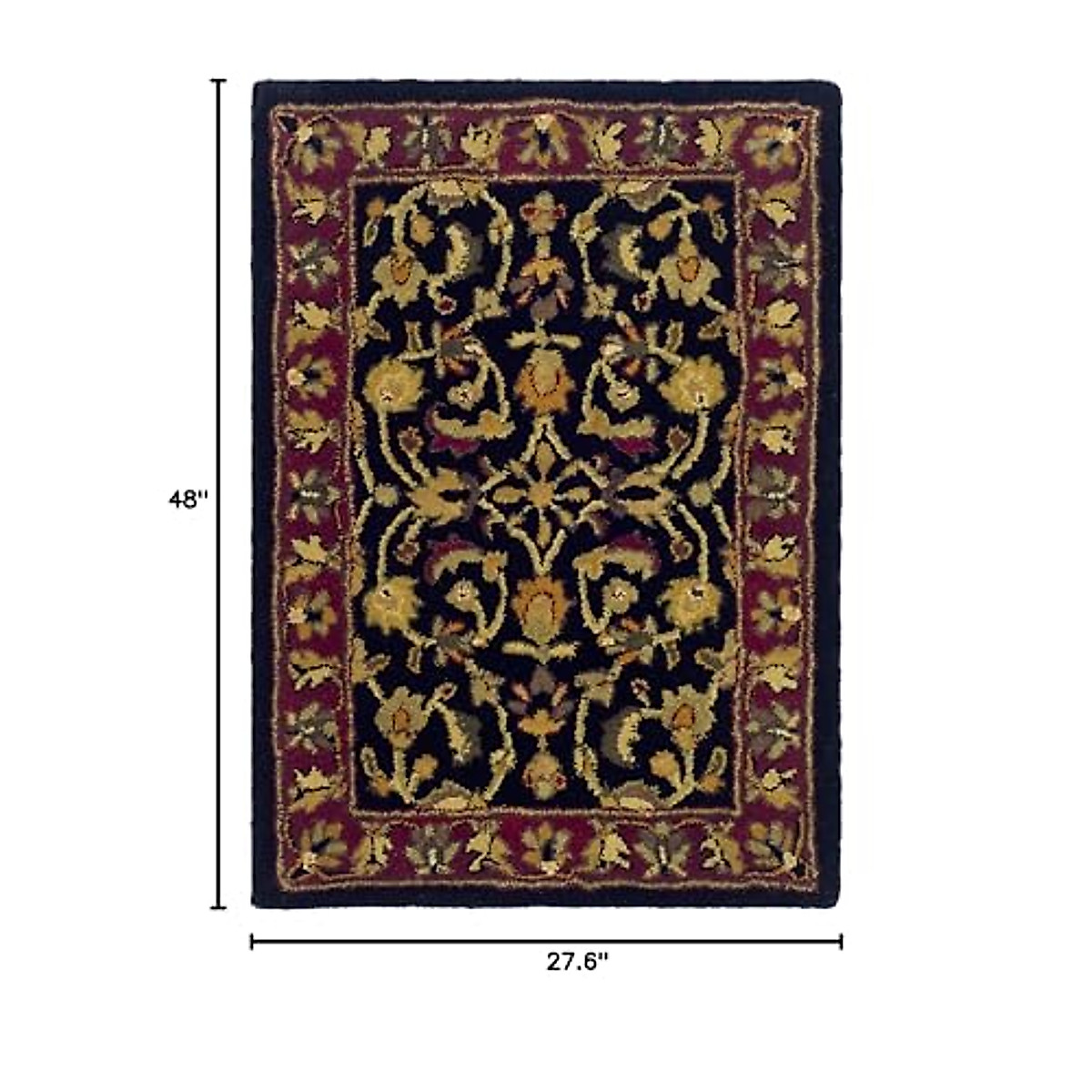SAFAVIEH Heritage Collection Accent Rug - 2'3" x 4', Black & Red, Handmade Traditional Oriental Wool, Ideal for High Traffic Areas in Entryway, Living Room, Bedroom (HG953A)