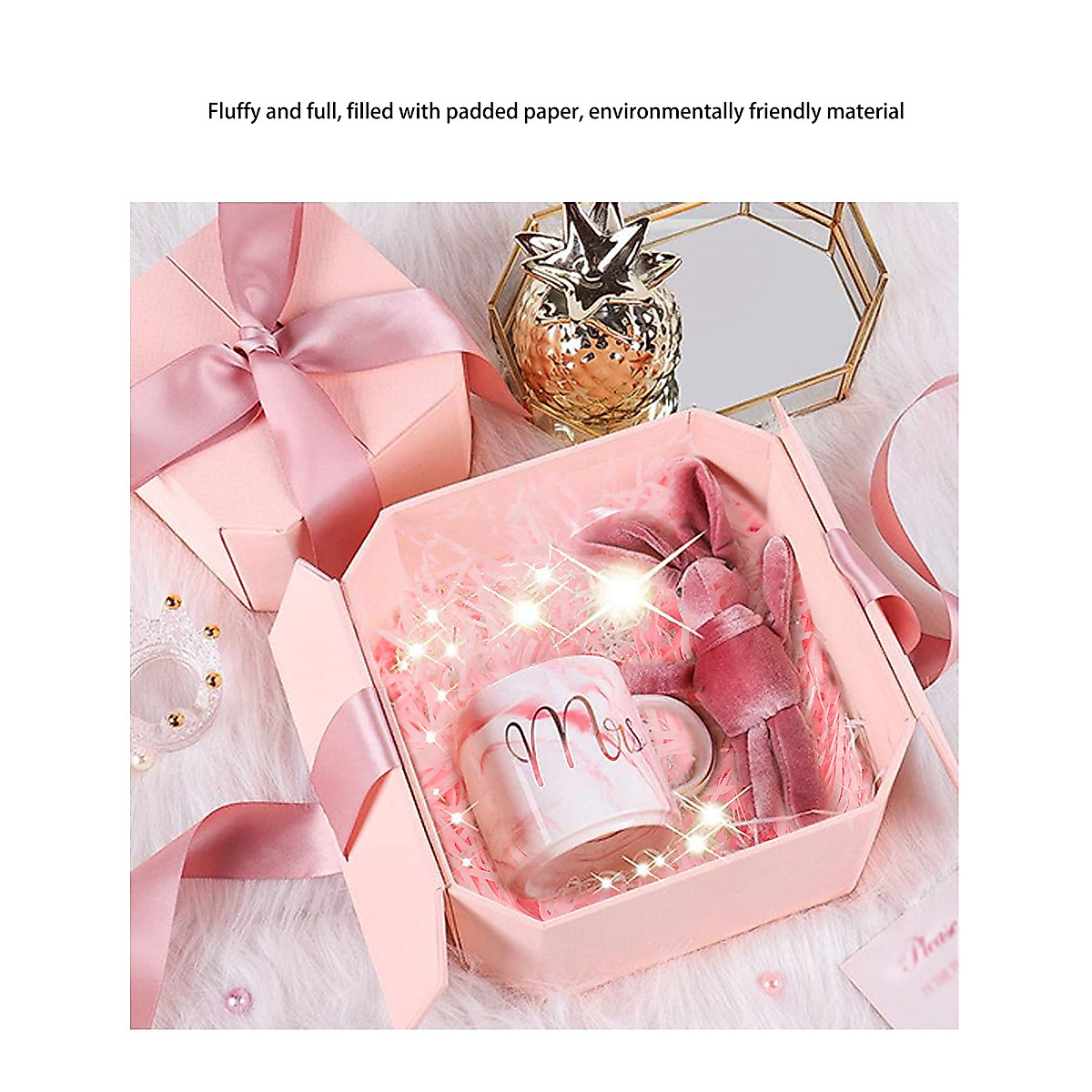 XINYIDAO Basket grass filler,crinkle cut paper shred filler, raffia paper filler, gift box packaging filler, 200g party decoration DIY packaging accessories (light pink)