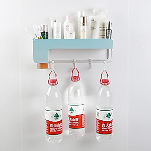 MORNITE Wall Bathroom Organizer Caddy Wall Shelves for Shower No Drilling,Adhesive Bathroom Restroom Shelf Storage Mirror Hanging,Blue