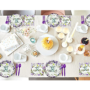PYCALOW Elephant Baby Shower Party Supplies Tableware - Elephant Baby Shower Decorations For Girl Include Plates, Cups, Napkins, Cutlery, Tablecloth, Baby Elephant Birthday Decorations - 24 Guests