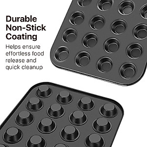 Flexzion Muffin Tray Cupcake Baking Pan 2 Pack, 24-Cup Nonstick Carbon Steel Muffin Tins Non-Stick Cupcake Tin Bakeware Accessories for Baking Cupcakes Muffin Brownies Snacks, Easy Clean, Fridge Safe