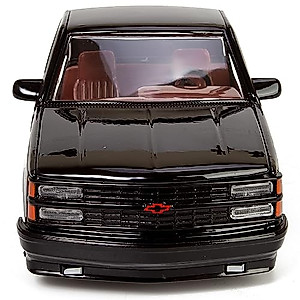 All Star Toys 1992 Chevy 454SS Pickup Truck 1/24 Scale Diecast Model Car Black with Red Interior Motormax 73203 Exclusive Edition