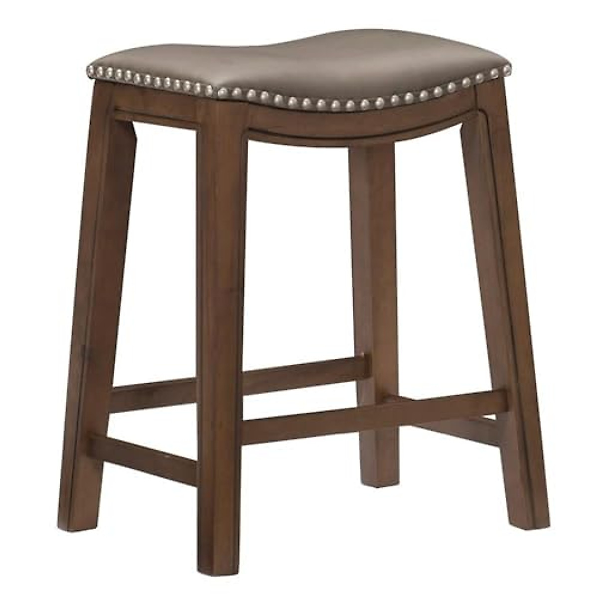Homelegance Ordway Saddle Seat Counter Height Stool, 25"SH, Gray
