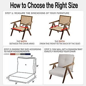 UXIUDEU Outdoor Chair Cushions 24 x 24 Inch Waterproof Fade Resistant Patio Furniture Cushions for Garden Sofa Couch Removable Bottom Cover with Ties Beige