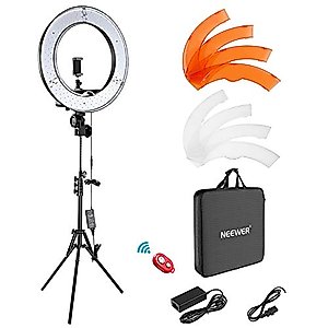Neewer Ring Light Kit:18"/48cm Outer 55W 5500K Dimmable LED Ring Light, Light Stand, Carrying Bag for Camera,Smartphone,YouTube,TikTok,Self-Portrait Shooting, Black, Model:10100416