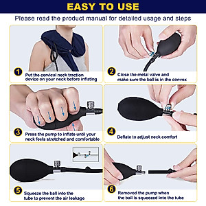 CRABCLAW Cervical Neck Traction Device for Neck Pain Relief, Adjustable Inflatable Neck Stretcher Neck Brace, Neck Traction Pillow for Use Neck Decompression and Neck Tension Relief (Blue)