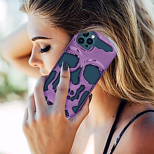 EPPARYOU Cool Skull Anime iphone 12 pro max case Deisgn Horror Hollowed Skeleton Star Space Wars plated phone cover Unique Protection Shockproof TPU Clear Case for Girls Women Cute metal dark purple