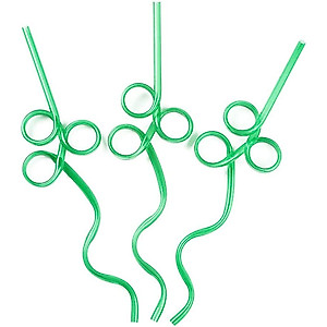Reusable Drinking Straws, Dfinego Drink Straws Curly Loop Colored Plastic Straws for Fruit Juice, Novelty Party Favors Supplies - Random