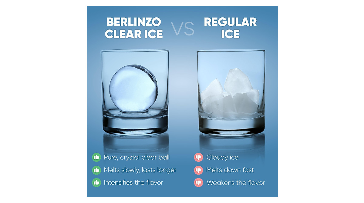 Premium Berlinzo Clear Ice Ball Maker for Crystal Clear Spheres