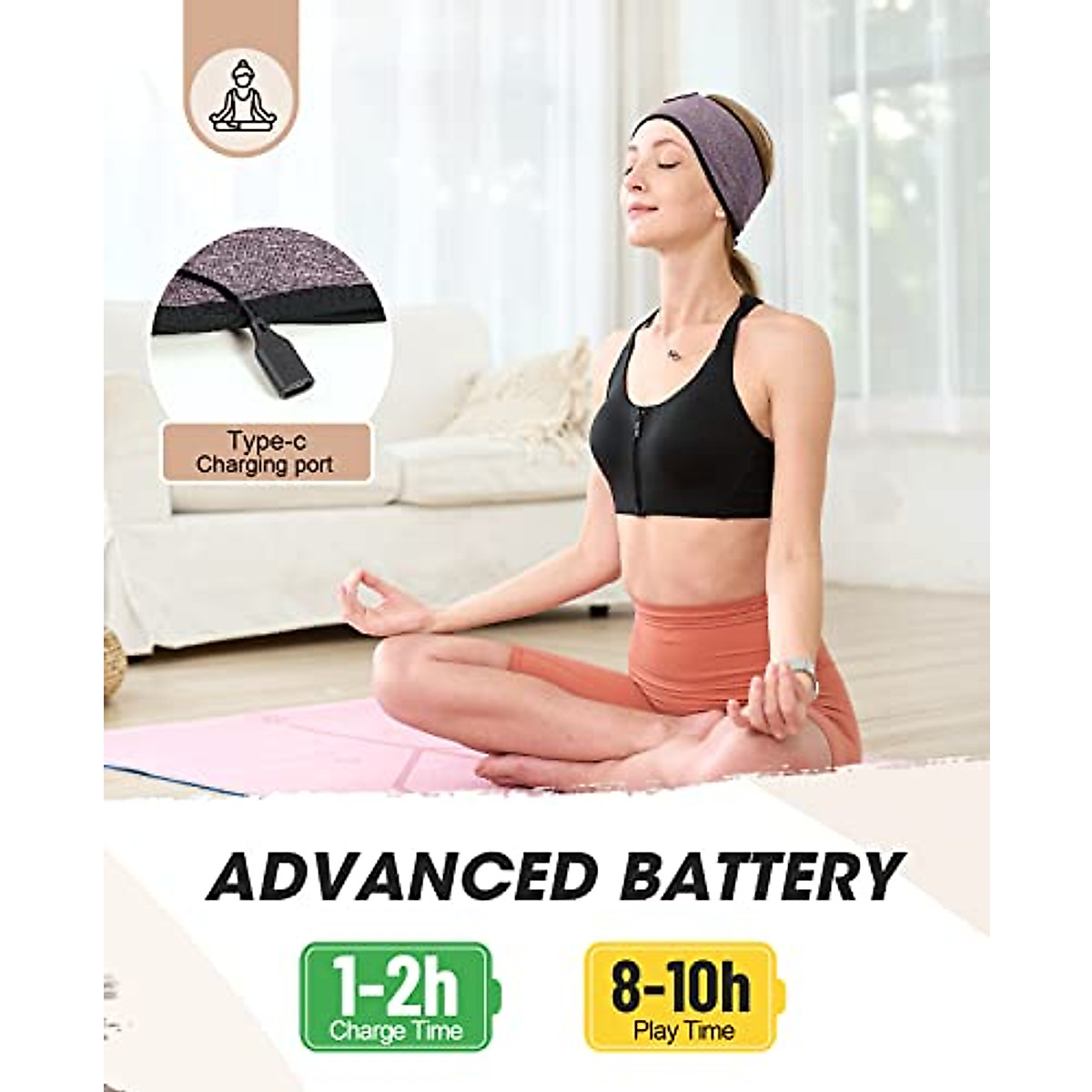 Perytong Sleep Headphones Bluetooth Headband Sleeping Headphones Bluetooth Sports Headband Built-in Thin Speakers | Comfortable for Slipping Running Yoga Side Sleepers Travel | Gift for Women Wen