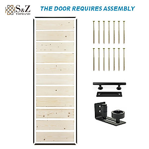 S&Z TOPHAND® 36 in. x 84 in. White PVC Barn Door with 6.6FT Sliding Door Hardware Kit, 20-42in Stainless Steel Frame Modern Style Barn Door/Sliding Door/Simple Assembly is Required