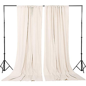 Backdrop Curtains Polyester Backdrop Curtain 2 Packs 5ftx8ft Ivory Backdrop Drapes for Cloth Ceremony Backdrop Fabric