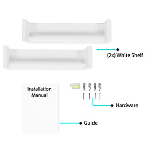 Wallniture Set of 2 Nursery Room Wood Floating Wall Shelves White