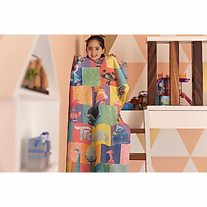 Trolls Blanket | Trolls Band Together Fleece Blanket | Trolls Throw Blanket | Soft Fleece Blanket | 45 x 60 Inches | Includes 2 Collectible Buttons | Officially Licensed