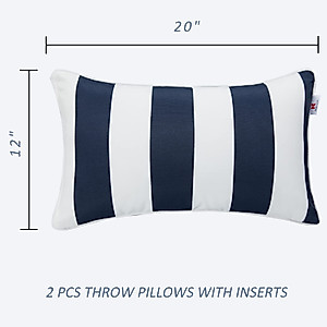 JMKaixin Outdoor Lumbar Pillows Waterproof Set of 2 Decorative Pillows with Inserts 12×20 Inch Outdoor Pillow for Patio Furniture