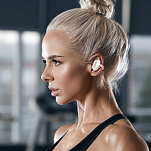 KSIEE Wireless Ear Clip Bone Conduction Headphones Bluetooth 5.3, IPX5 Waterproof Stereo Headphones, Clip-on Ear Noise Cancelling Earbuds for Running Cycling Workout Long Battery Life (Pink)