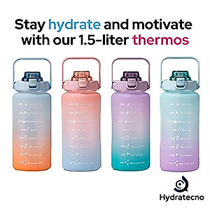 cubaco SPORTS WATER bottle with straw lid large 1.5l - graduated, portable, and thermo mug for outdoor travel - bpa-free (PURPLE)