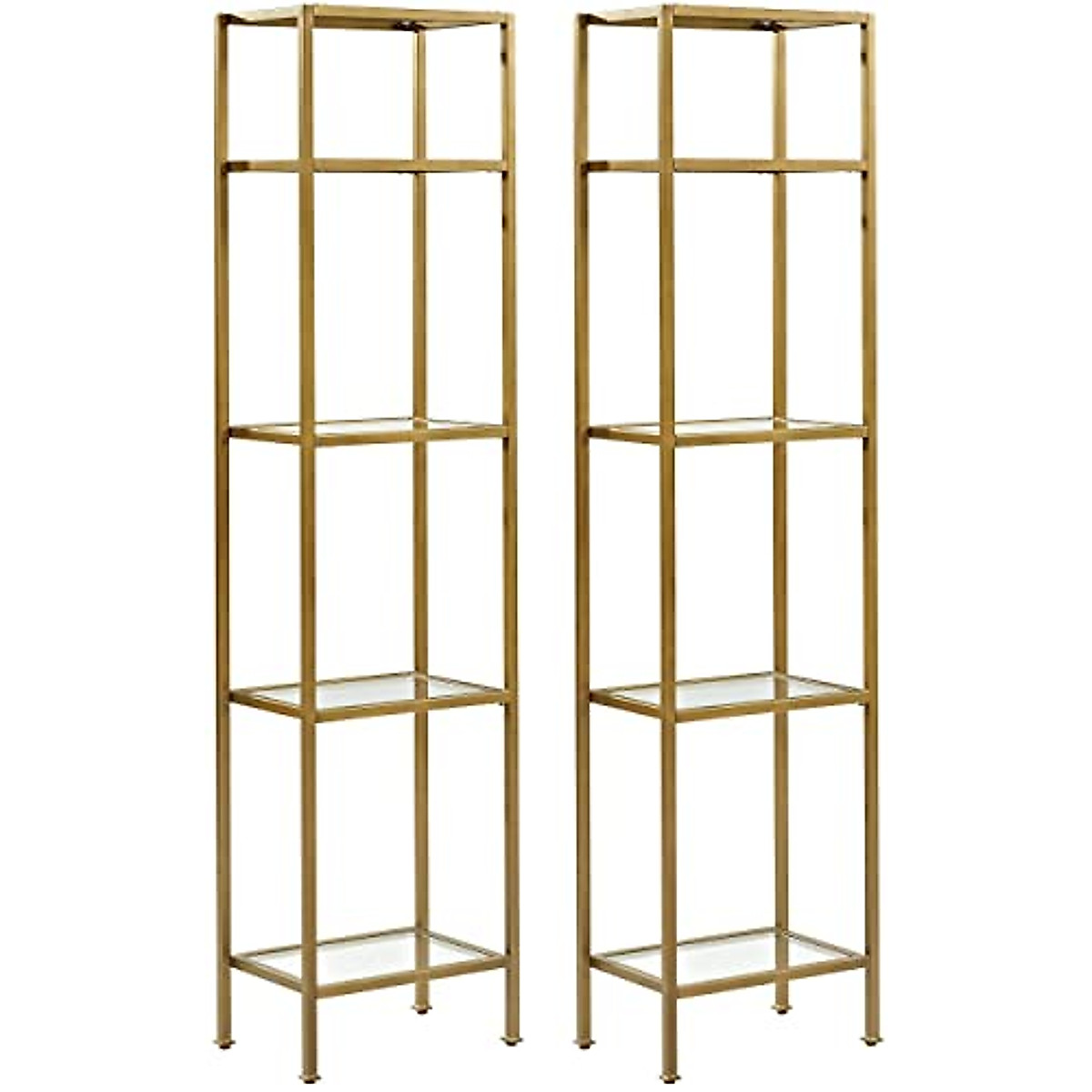 Crosley Furniture Aimee Narrow Etagere Set, Gold and Glass