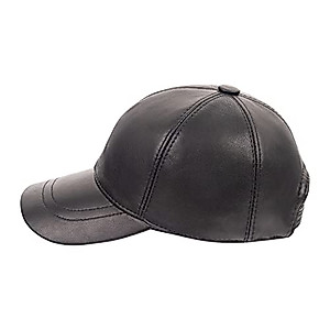 Zessano Genuine Leather Unisex Baseball Cap - 100% Sheep Leather Mens and Womens Baseball Cap with Adjustable Back Strap (Black)