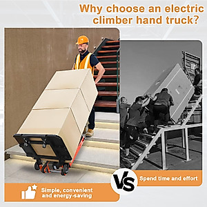 ZLPOWER 441lbs Electric Stair Climbing Dolly Hand Trucks with Removable Extension Tray 400W Powerful Motor Battery Powered Folding Stair Climber Dolly Truck for Moving Furniture Logistics Warehouse