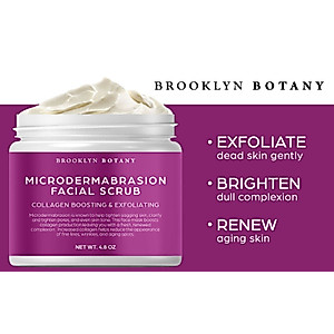 Brooklyn Botany Microdermabrasion Facial Scrub 2.5 oz – Exfoliating Face Scrub for Tightening and Brightening Skin - Face Exfoliator for Acne Scars, Wrinkles, Fine Lines and Aging Spots
