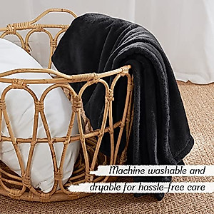 PONY DANCE Fleece Throw Blanket for Couch Black - Lightweight Plush Fuzzy Cozy Soft Blankets and Throws for Sofa,71x79in