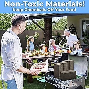 Non Toxic, Restaurant Grade Grill Cleaning Brick 4 Pk. Reusable, Non Scratch Pumice Stone Bricks for Smoker, Flat Top Grill, BBQ Grate, Flattop and Cast Iron. Best 4x4x8" Griddle Cleaner Tool Block.