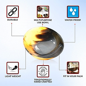 AYZCORP Shaving & Serving Bowl Natural Yak Horn Shaving Soap Bowl Shaving Cup for Men Real Horn Shave Bowl Lathering Up Shaving Soap Cup Bowls.Gift for Husband Boyfriend 5”RoundX2”deep