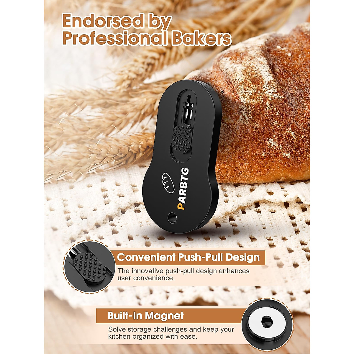Extractable & Magnetic Bread Lame Dough Scoring Tool, Professional Sourdough Scoring Tool for Sourdough Bread Baking, Bread Making, Bread Scoring Tool with 5 Razor Blades & Scoring Patterns booklet