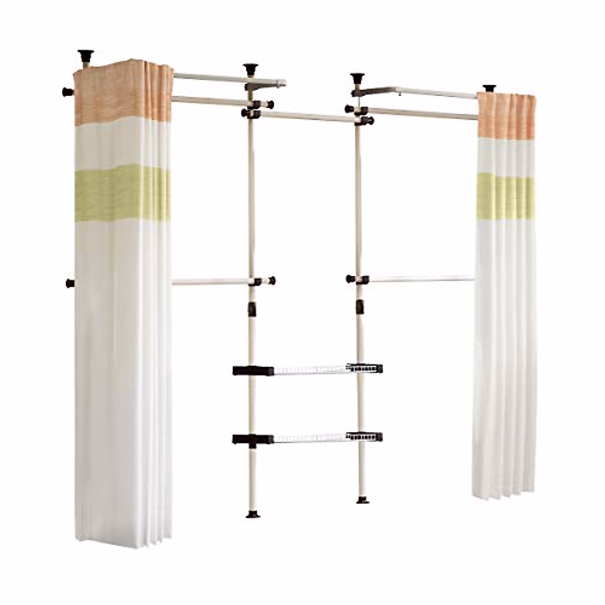 PRINCE HANGER, Deluxe 4 Tier & Shelf Clothes Rack with Curtain, Clothing Rack, Closet Organizer, Freestanding, Tension Rod, PHUS-0061, Made in Korea