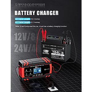 ABLY Battery Charger 8-Amp - 12V and 24V Automotive Trickle Charger for Car Battery, Fully-Automatic Temperature Compensation, Battery Maintainer for Car Truck Motorcycle Lawn Mower Boat Marine