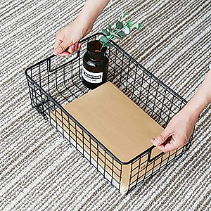 Kingrol 2 Pack Wire Storage Baskets with Handles, Metal Organizer Basket Bins for Home, Office, Nursery, Laundry Shelves Organizer