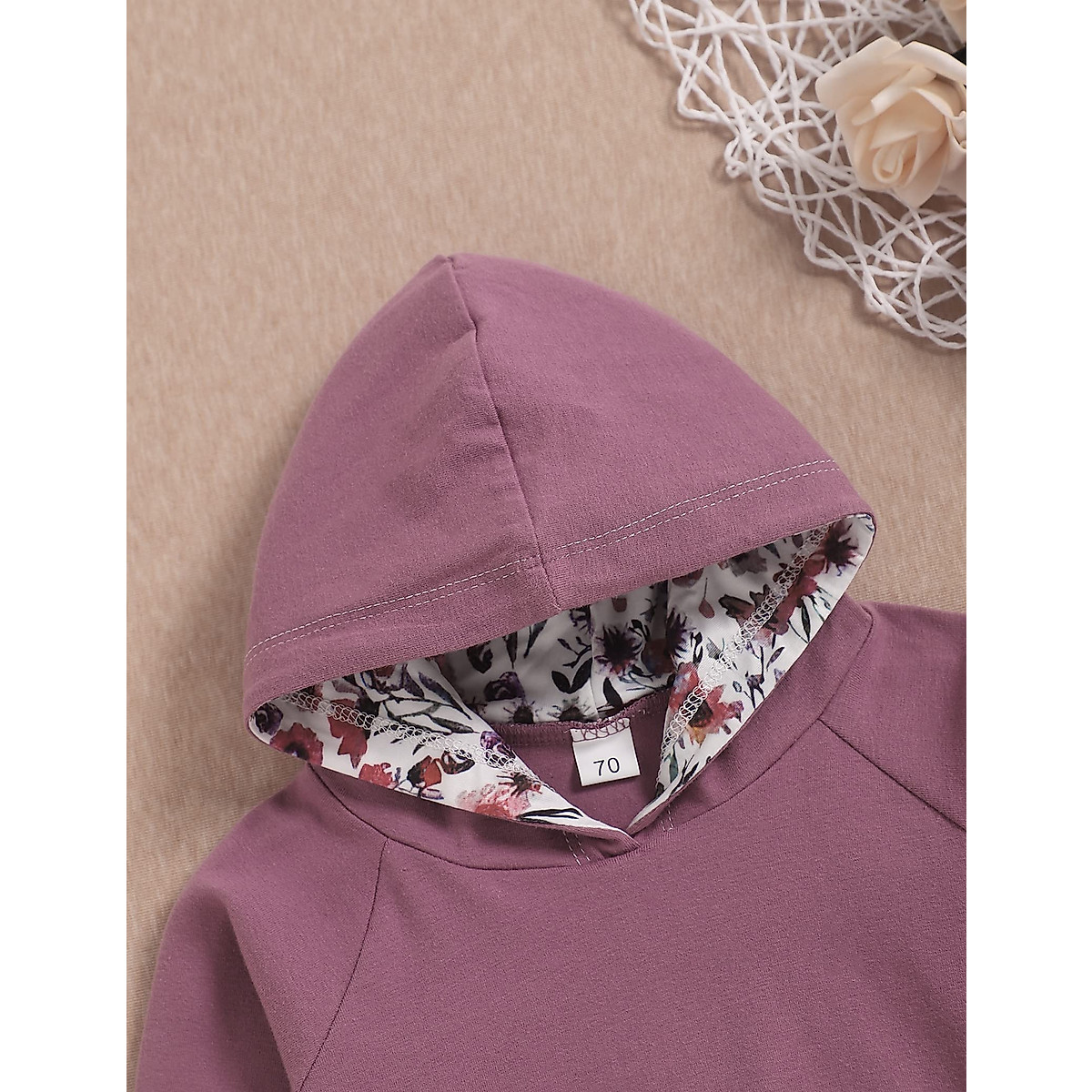 Winter Clothes for Baby Girl 18-24 Months Long Sleeve Hoodie Flower Printed Pants Winter Outfits Sets