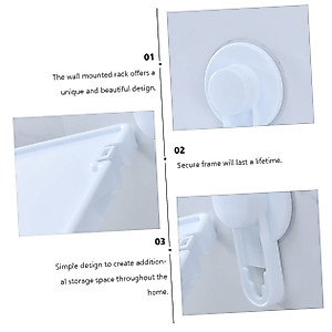 FONDOTIN 1pc Storage Rack Suction Cup Kitchen Rail White Storage Shelf Hanging Holder Wall Shelf Kitchen Storage Bathroom Shelf Organizer Door Adhesive Towel Bar Bathroom Storage Basket