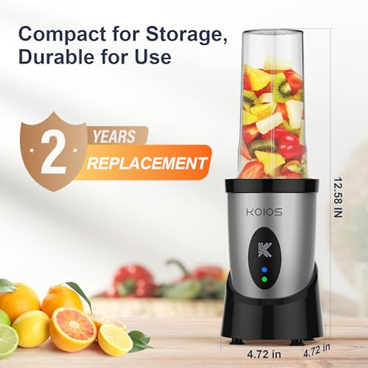 KOIOS Smoothie Blender, 900W Personal Blender for Shakes and Smoothies Kitchen with 2 No-BPA 22oz Portable Blender Cups, Single Serve Smoothies Maker Mixer for Juices, Nutritious Recipe (Light Grey)