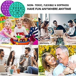 Mirenlife 5 Packs Pop Sensory Fidget Toys, Push Bubble Fidget Sensory Toys, Silicone Pressure Relieving Toys, Silicone Squeeze Sensory Toys, Round