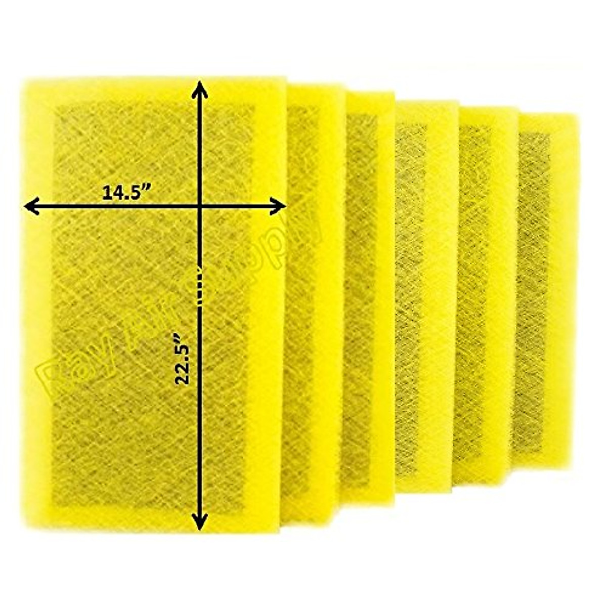 RAYAIR SUPPLY 16x25 MicroPower Guard Air Cleaner Replacement Filter Pads (6 Pack) Yellow