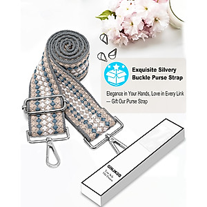 GINJKGO Purse Straps Silver Hardware - Women's Crossbody Handbags Bag Straps Replacement Crossbody for Tote, Guitar Strap for Purse