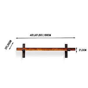 PIBM Stylish Simplicity Shelf Wall Mounted Floating Rack Shelves Solid Wood Metal Bracket Separator Plate Multifunction Small Items Wear Resistant Save Space,8 Sizes, Wood Color , 100x30x2cm