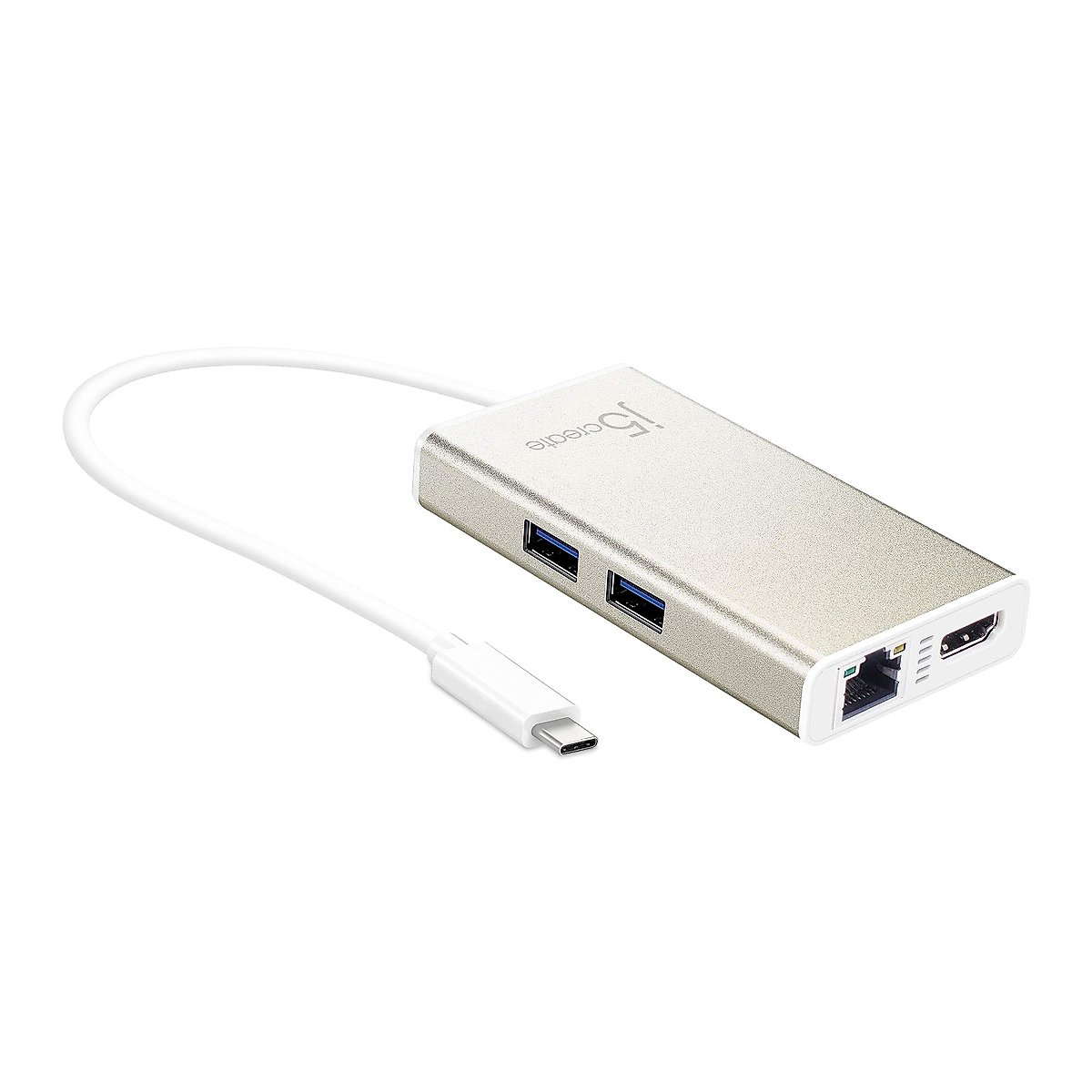 j5create USB C Hub Multi-Adapter Docking Station with HDMI 4K, 2X USB 3.1 SuperSpeed Ports, Ethernet, Power Delivery 2.0, JCA374-R (Renewed)
