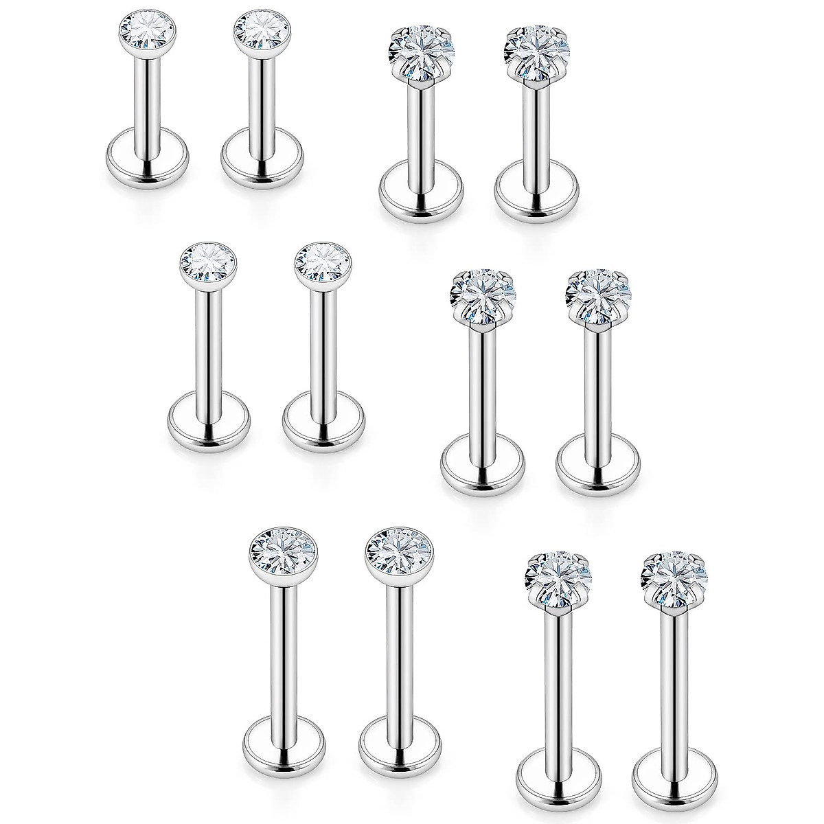 16G Lip Rings For Women Stainless Surgical Steel Labret Jewelry Monroe Lip Ring Medusa Piercing Jewelry Tragus Helix Cartilage Forward Earring Piercing Jewelry For Women 6MM 8MM 10MM Silver 4.5MM CZ