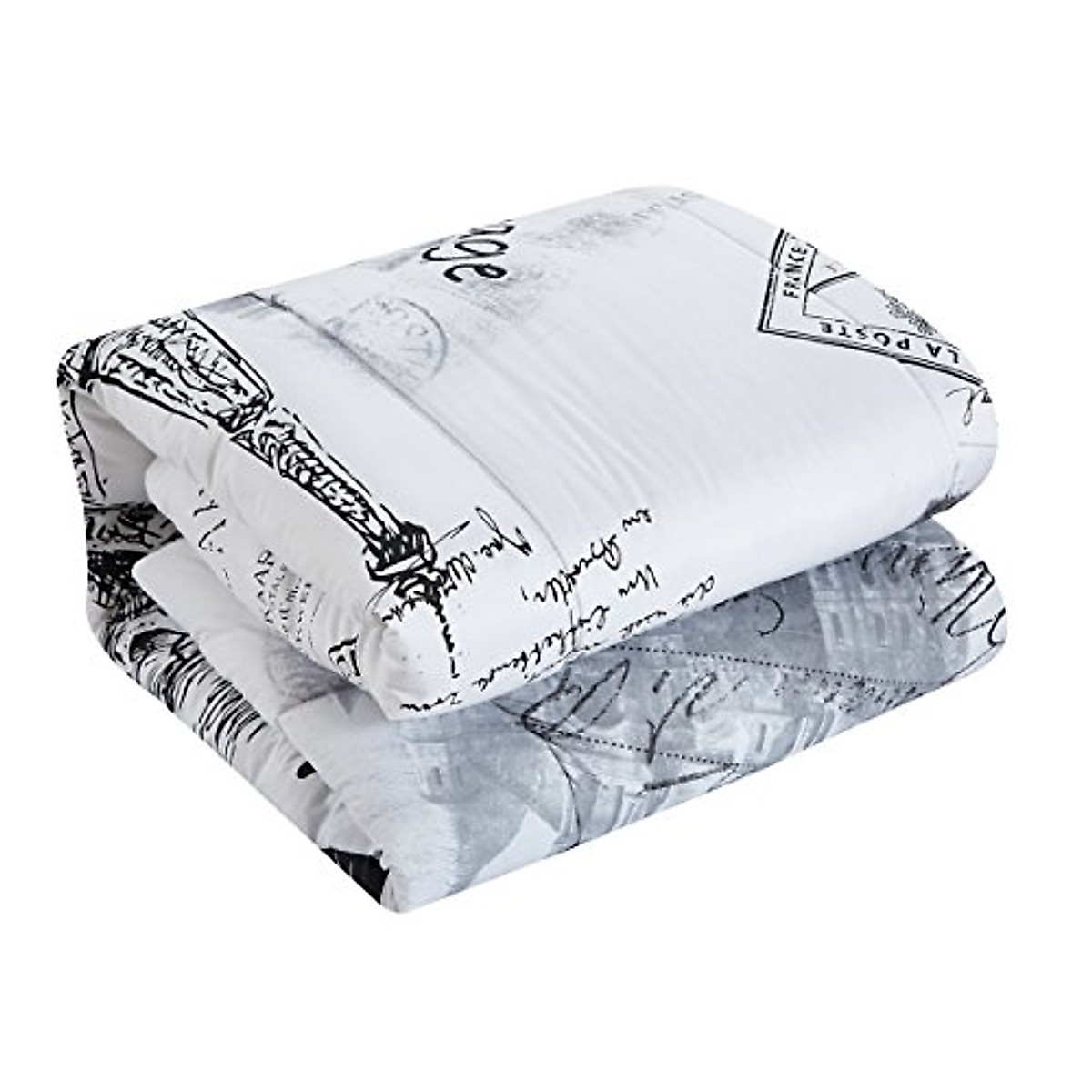 Casa J'Adore Paris 5 Piece Comforter Set, Full/Queen, Black and White