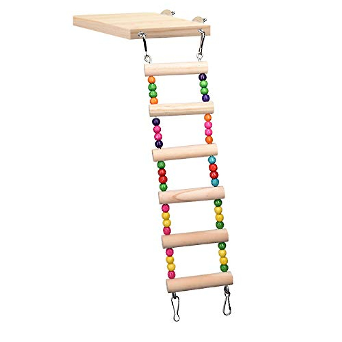 FUCHU Wooden Parrot Hamster Climbing Ladder Swing Play Toys Set Birds Hanging Bridge Exercise Perch Stand Platform Cage Accessories for Lovebirds Gerbil Rat Chinchillas Squirrel