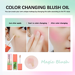 Green Color Changing Blush Oil: Unlock Your Natural Flush,Reacts to your skin's natural pH to instantly give you the perfect shade of natural flush,clear blush for Cheeks,For All Skin Tones.