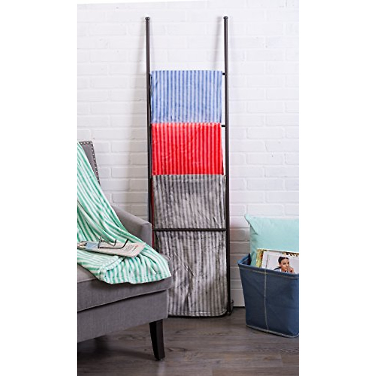 DII Super Soft Flannel Fleece Stripe Throw Blanket, Red, 50 x 60