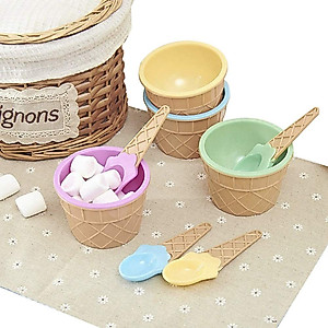 CheeseandU 12Pack Kids Ice Cream Bowl Spoon Set Safe Durable Plastic Candy Color Lovely Dessert Bowl Yougurt Cup DIY Ice Cream Tools Summer Festive Party Favor Kids Gift(24pcs)