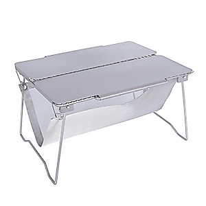 Boundless Voyage Titanium Folding Campfire Grill BBQ Charcoal Collapsible Grilled Net 2 in 1 Portable Grill Camping Table with Frying Plate Portable Folding Legs Outdoor Picnic Backpacking